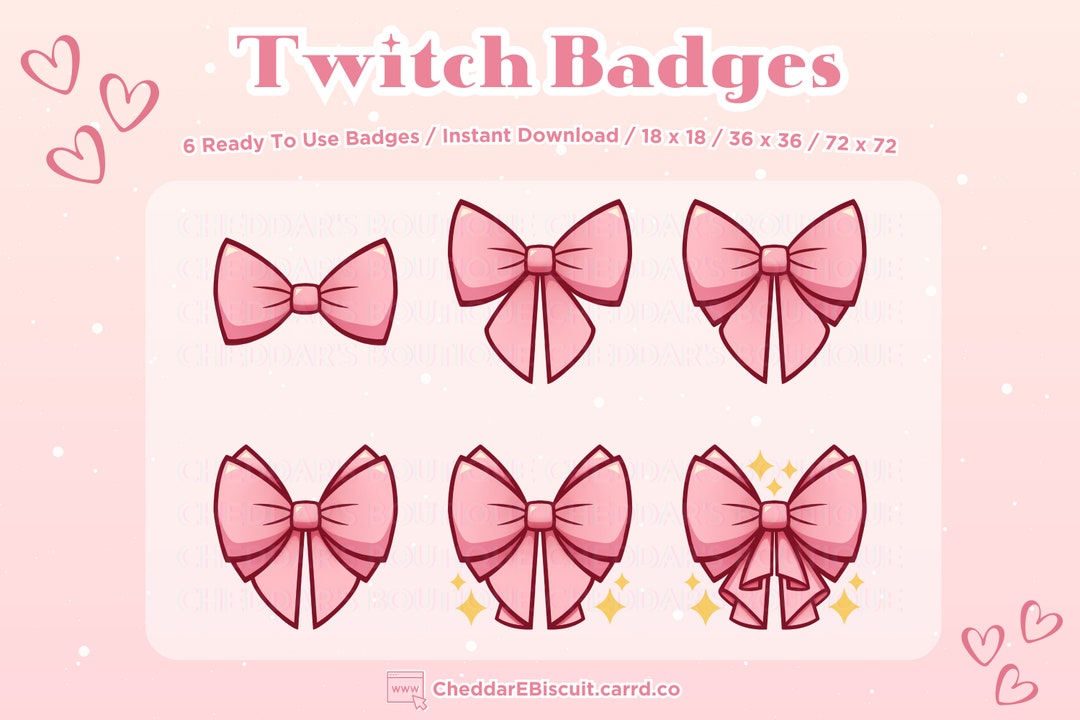 Pink Ribbon Bow Twitch Badges: Kawaii Stream Assets (digital Download ...