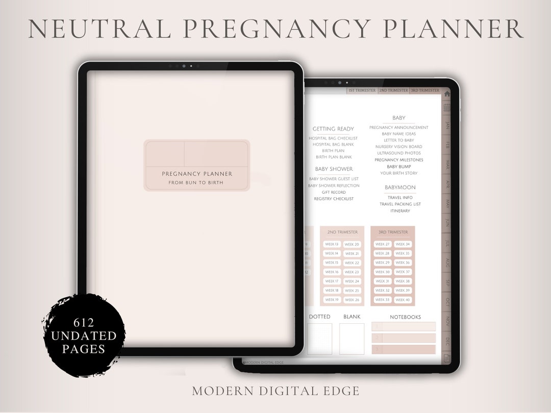 Undated Digital Pregnancy Planner | Gender Neutral Pregnancy Journal ...
