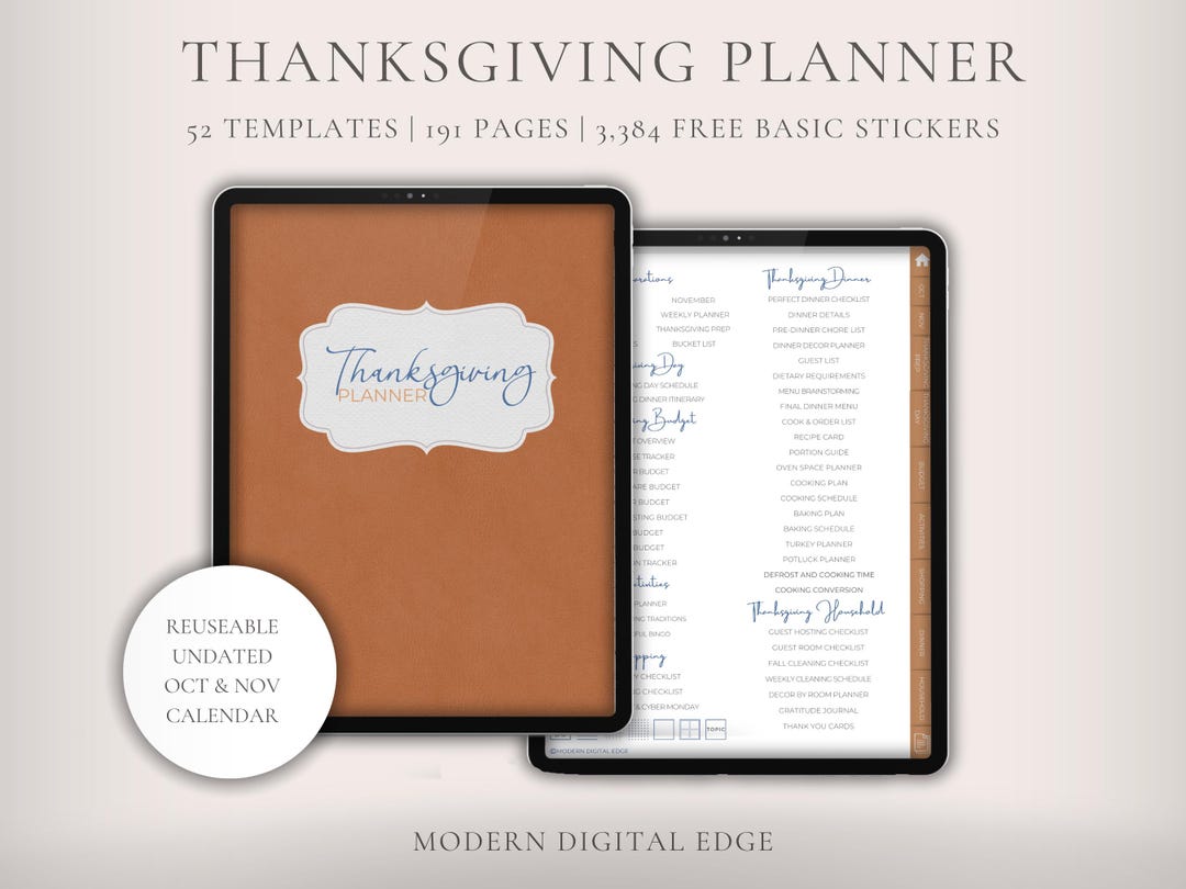 Ultimate Digital Planner for Thanksgiving Meals and Events With 52 ...