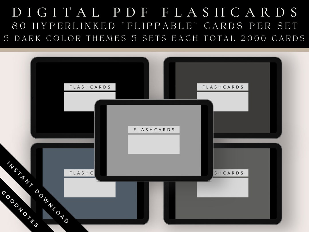 Dark Themed Digital Flashcards | Study Index Cards | Student System ...