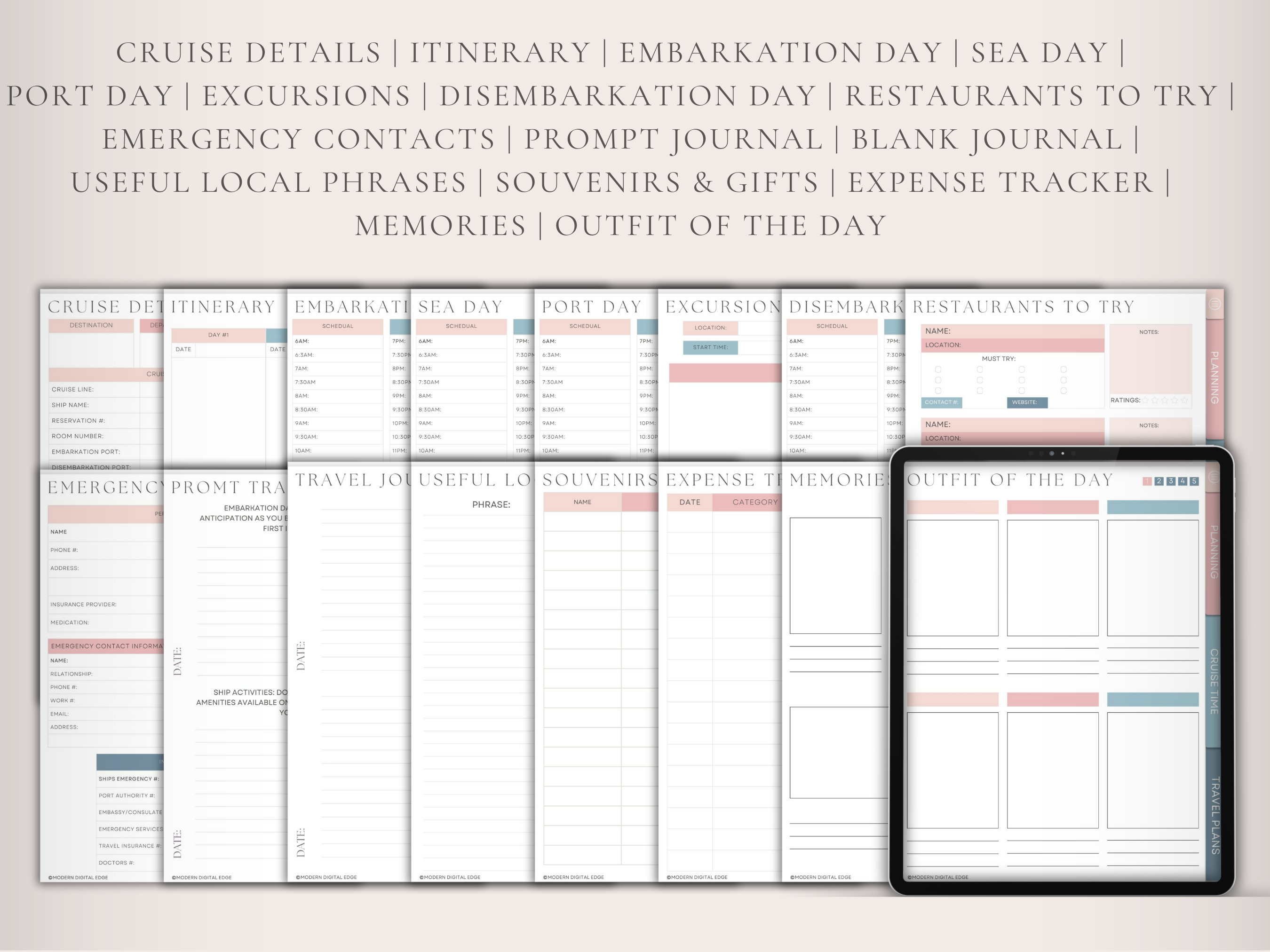 Digital Cruise Planner, Travel Planner, Vacation Scheduler, Itinerary ...