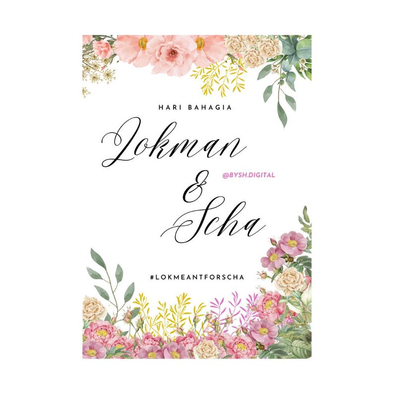 Custom Floral Welcome Sign | Canva Editable Template | Engagement ...