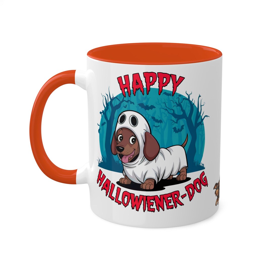 Happy Hallowiener Dog Mug, Cute Wiener Dog Halloween Mug With Adorable ...