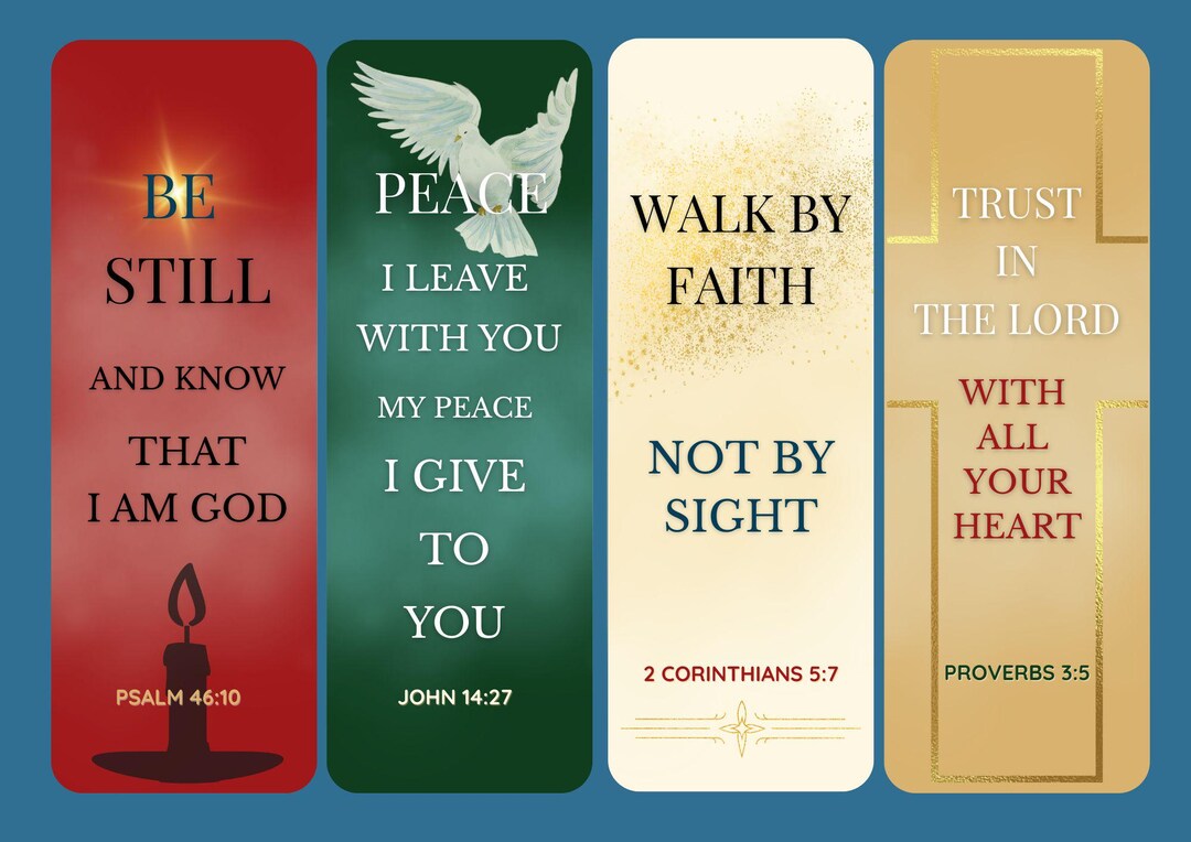 Christian Scripture Bookmarks Printable Set, Bible Verse Bookmarks ...