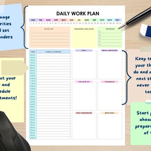 Work Planner Bundle! Office Task Tracker Printable Work Day Organizer ...