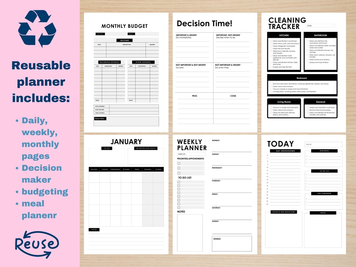 Work Planner Bundle! Office Task Tracker Printable Work Day Organizer ...