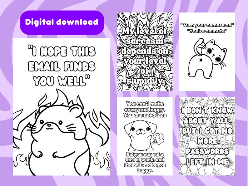 Stress Relief Coloring Pages for Office Workers |gift for Coworkers ...