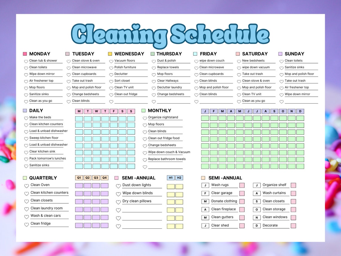 Ultimate Cleaning Schedule Printable Adult Chore Chart ADHD Cleaning ...