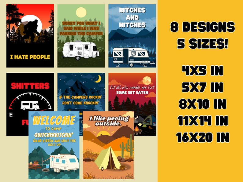 Funny Camping Posters | Printable Camping Wall Art | Funny Gifts for ...