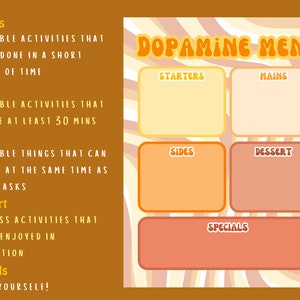 Dopamine Menu Template Printable Dopamenu ADHD Menu Self Care ...