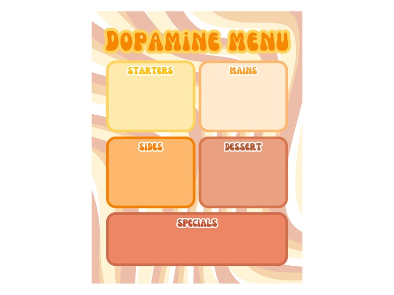 Dopamine Menu Template Printable Dopamenu ADHD Menu Self Care ...