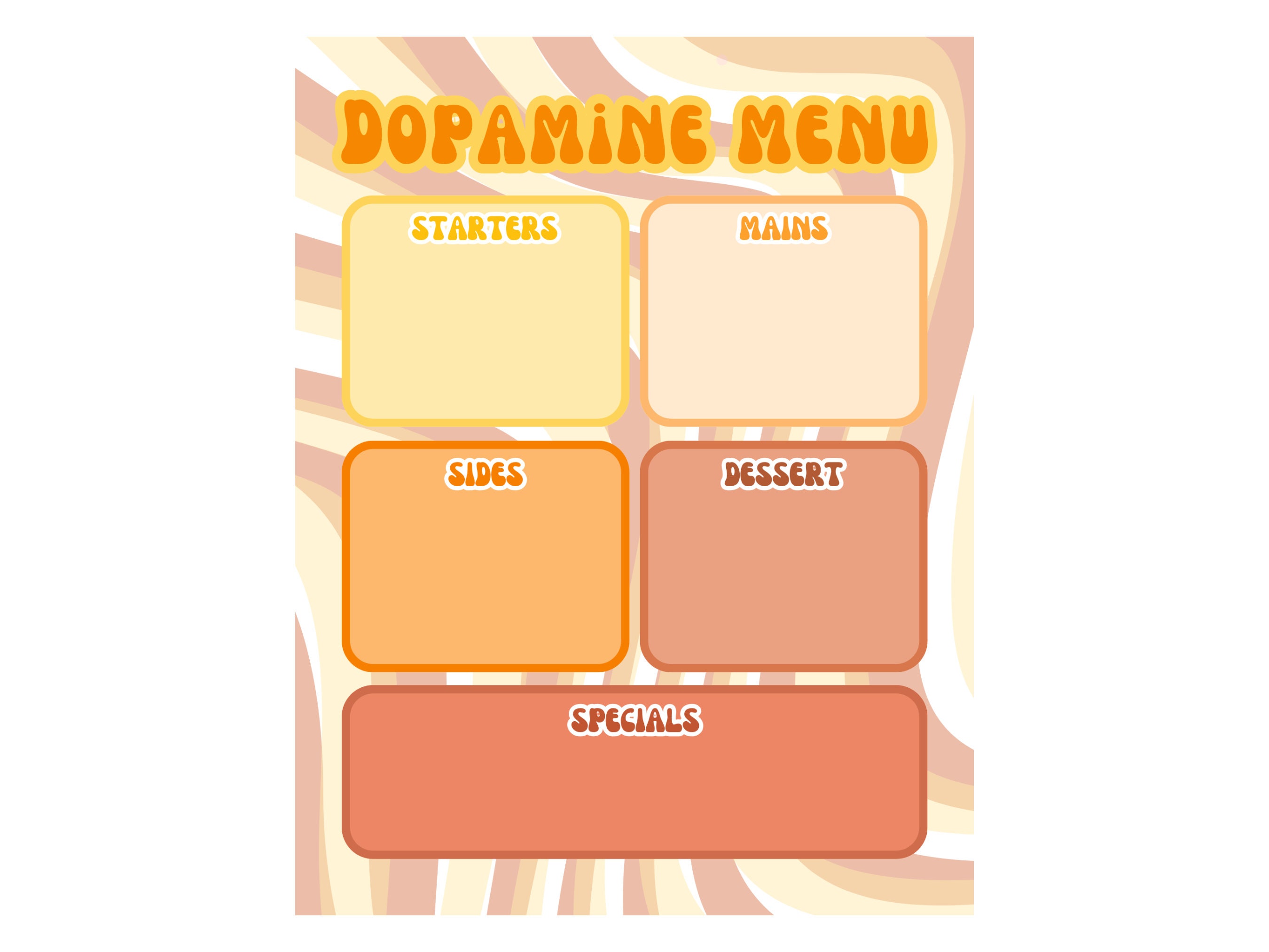 Dopamine Menu Template Printable Dopamenu ADHD Menu Self Care ...