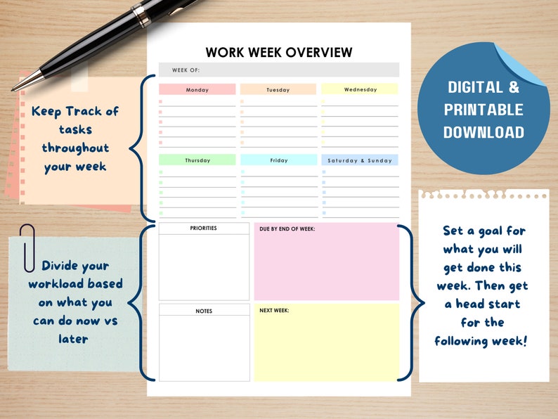 Work Planner Office Task Tracker Printable Work Day Organizer - Etsy