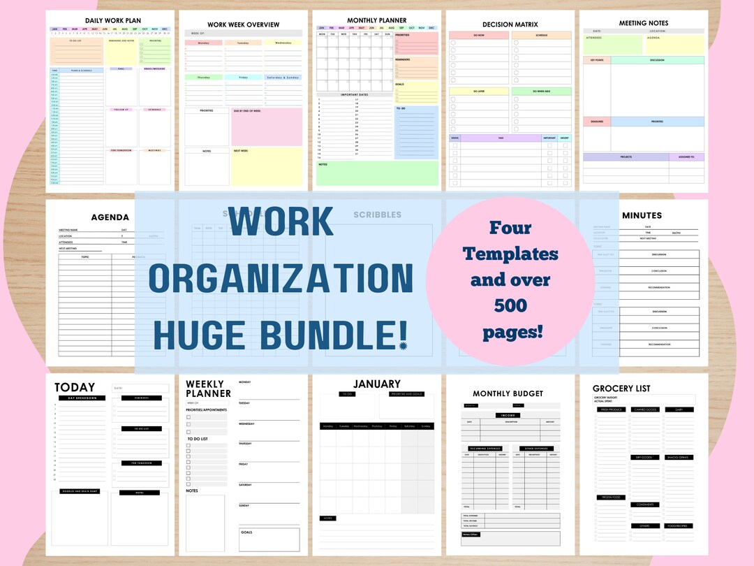 Work Planner Bundle! Office Task Tracker Printable Work Day Organizer ...