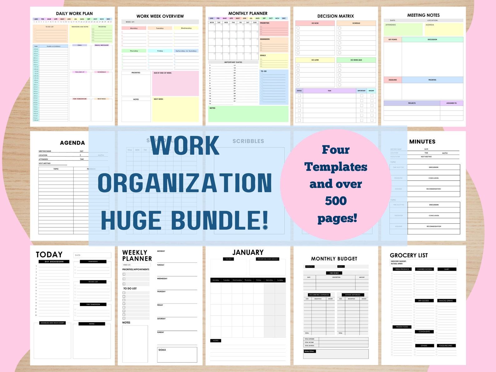 Work Planner Bundle! Office Task Tracker Printable Work Day Organizer ...