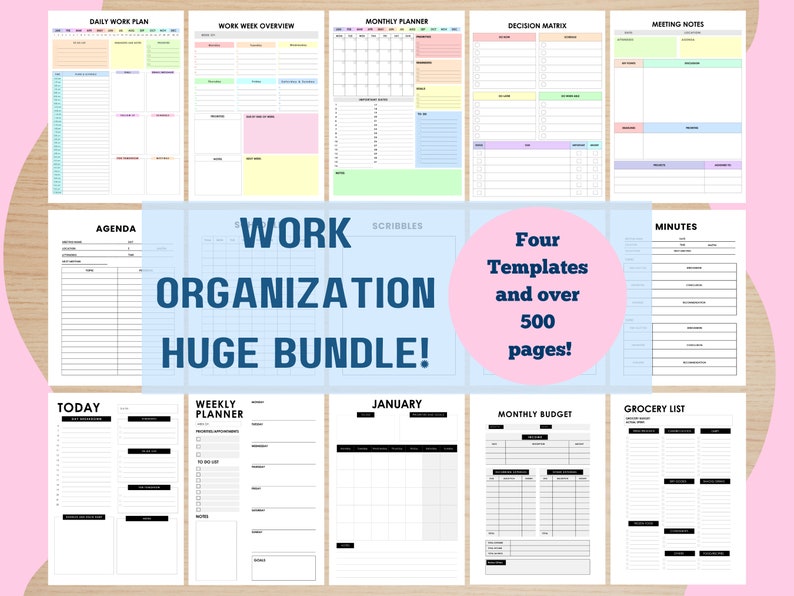 Work Planner Bundle! Office Task Tracker Printable Work Day Organizer ...