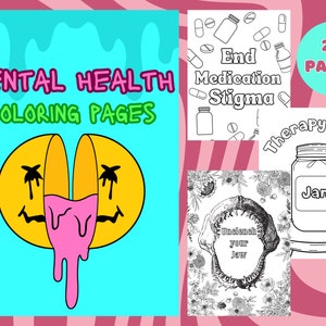 Mental Health Coloring Pages Stress Reducing Sheets Self Care Coloring ...