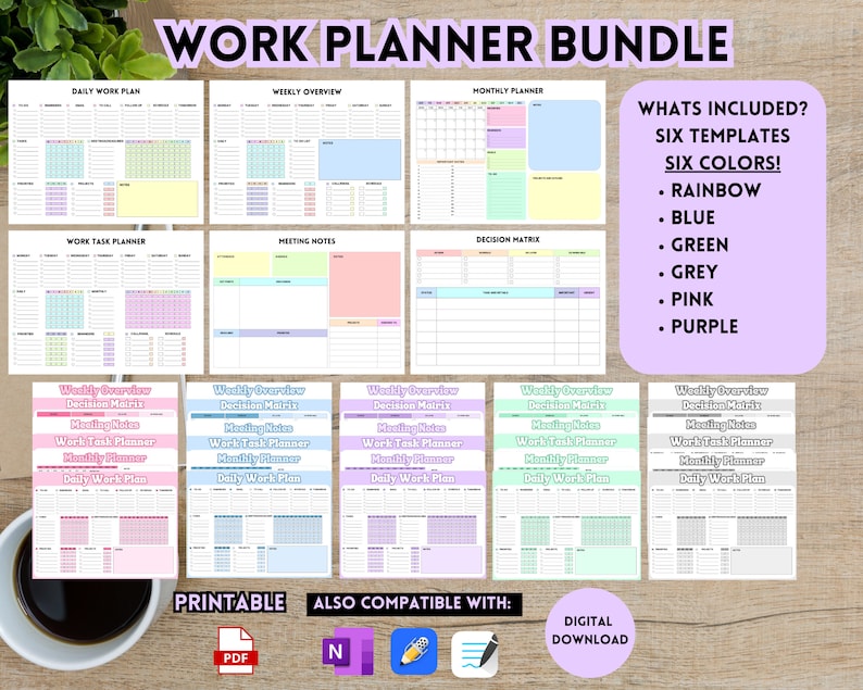 Work Planner Bundle! Office Task Tracker Printable Work Day Organizer ...