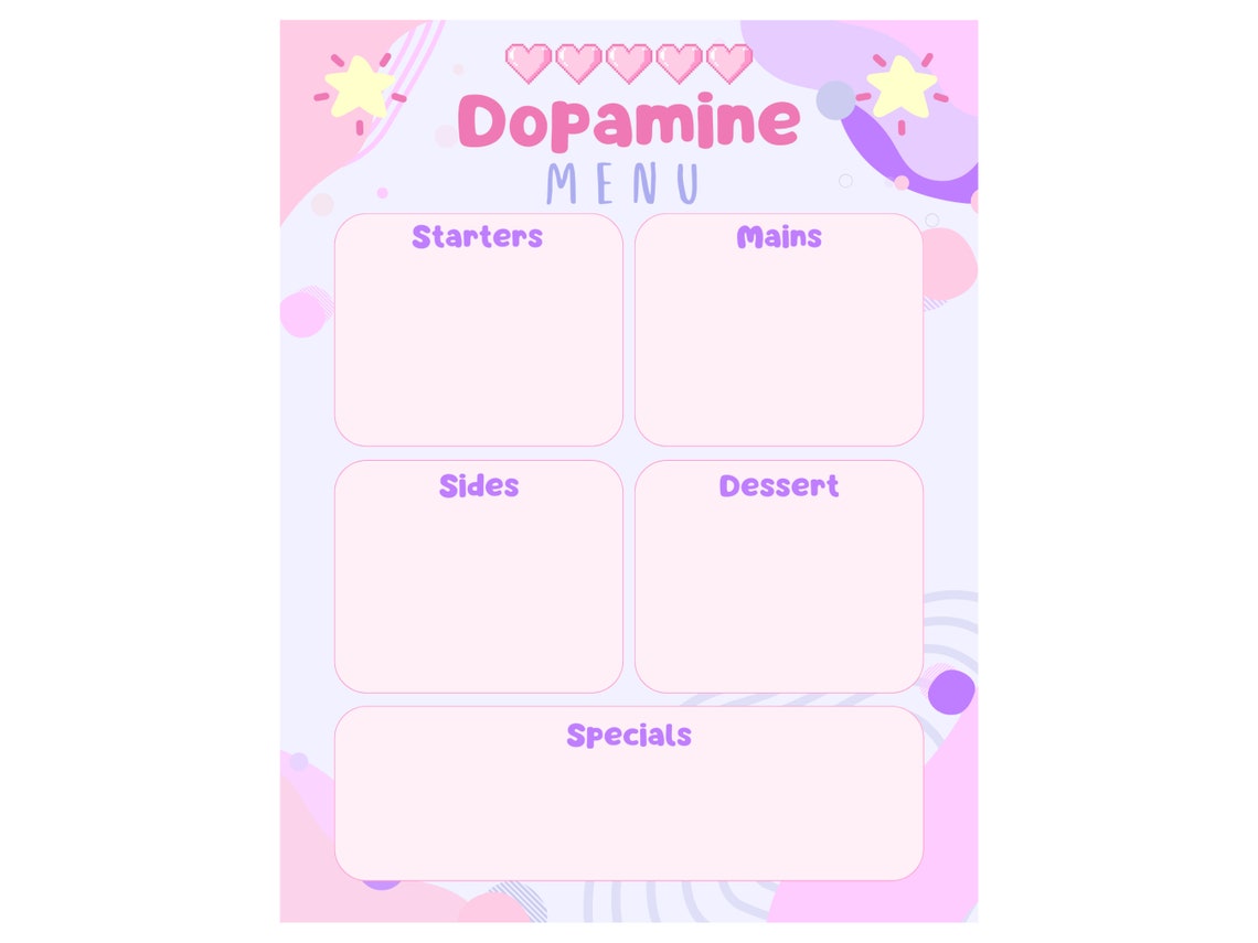 Dopamine Menu Template Printable! Dopamenu ADHD Menu Self Care ...