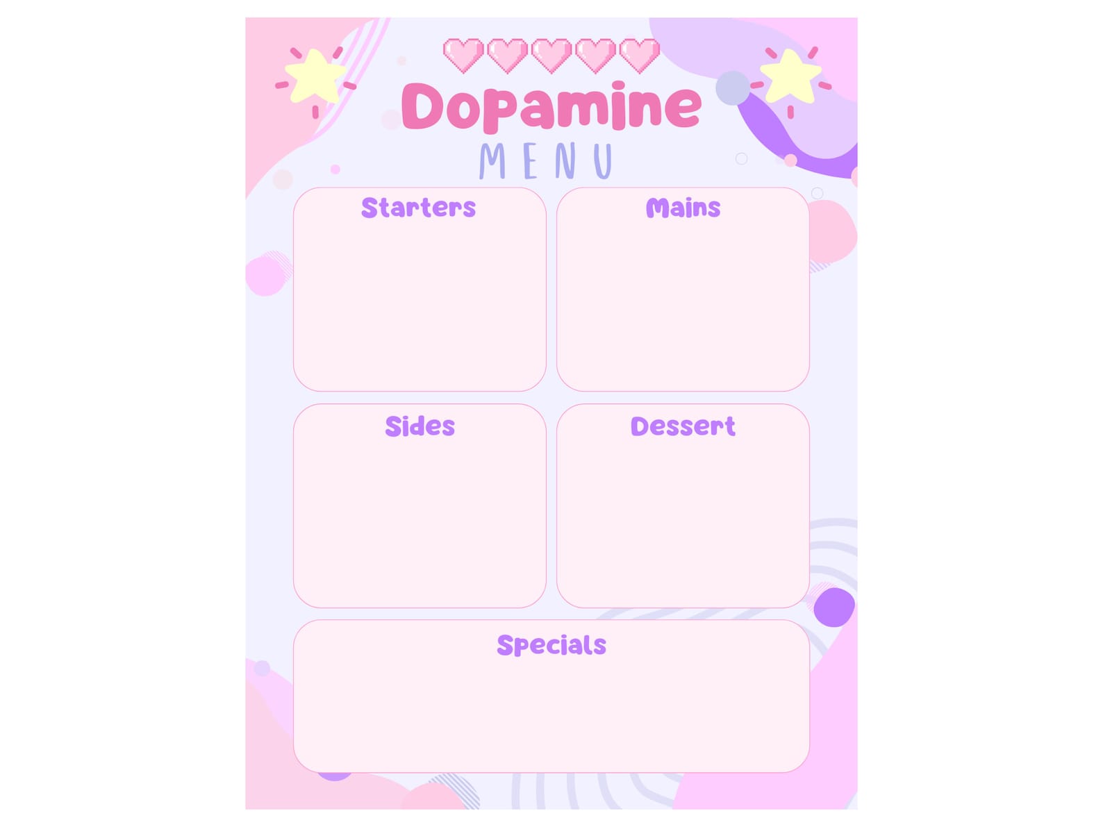 Dopamine Menu Template Printable! Dopamenu ADHD Menu Self Care ...