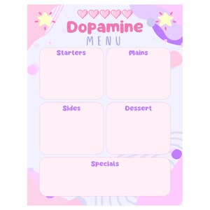 Dopamine Menu Template Printable! Dopamenu ADHD Menu Self Care ...