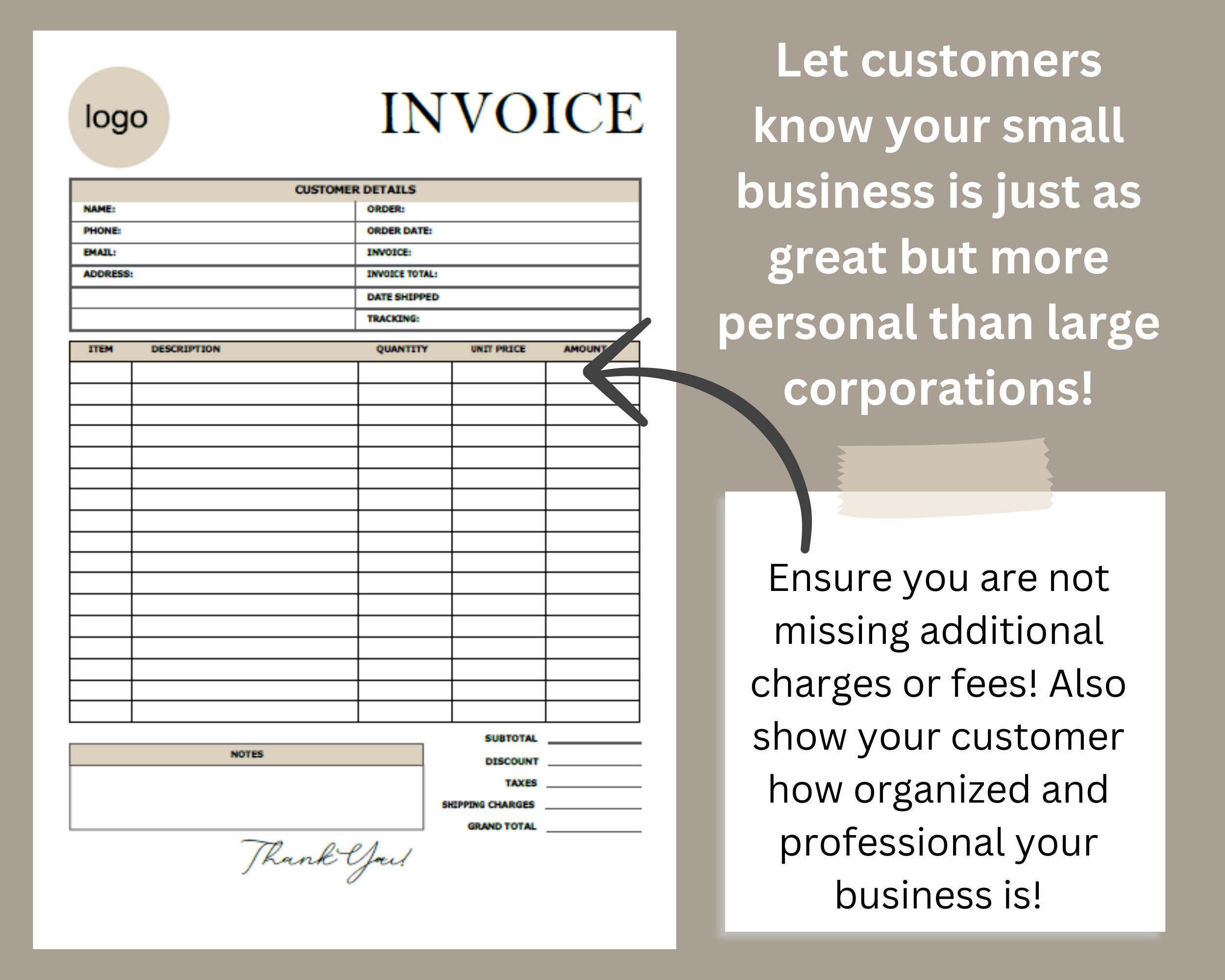 Editable Order Form and Invoice Template Small Business Forms, Customer ...