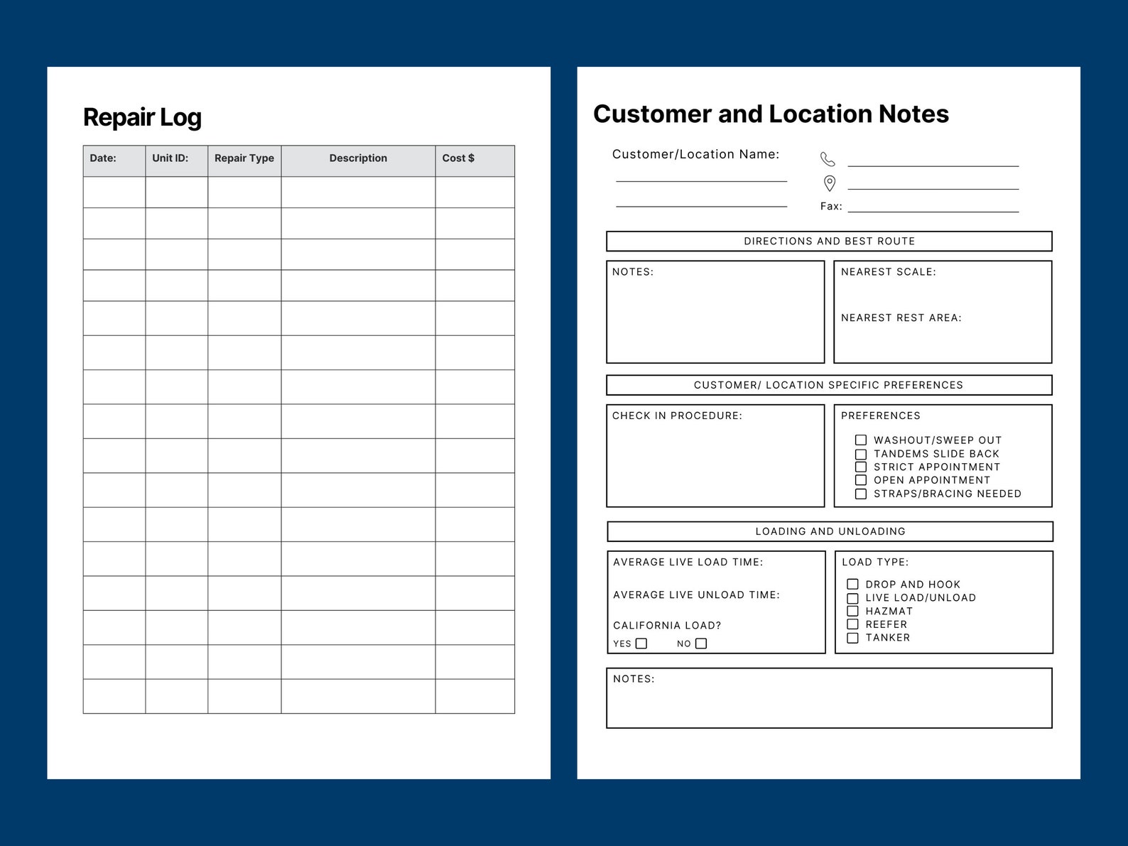 Truck Driver Load Log Journal Bundle Dispatch Journal Binder Printable ...
