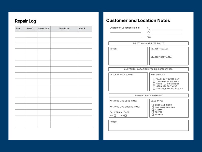 Truck Driver Load Log Journal Bundle Dispatch Journal Binder Printable ...
