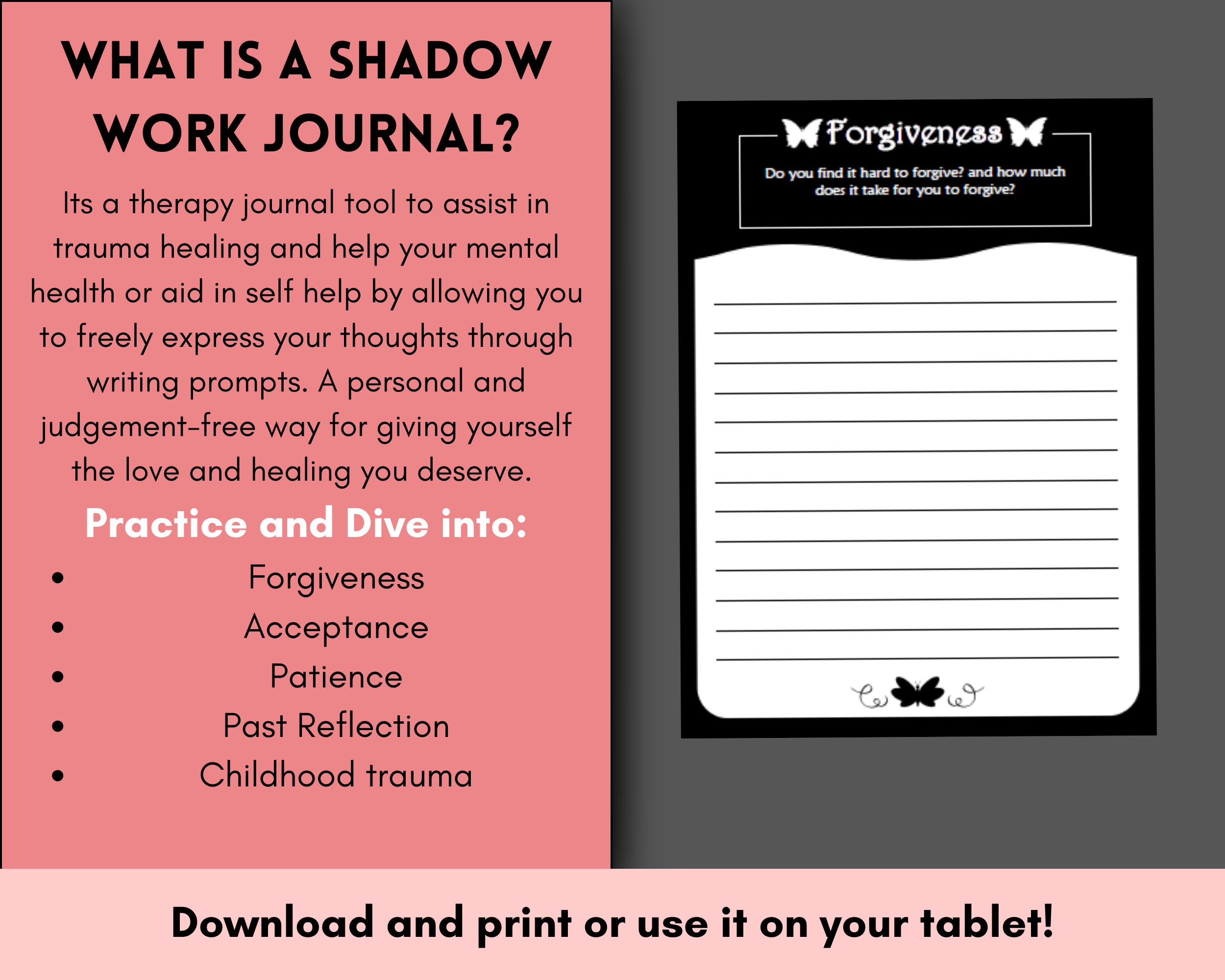 Printable Shadow Work Journal Prompts Shadow Work Workbook Self Care ...