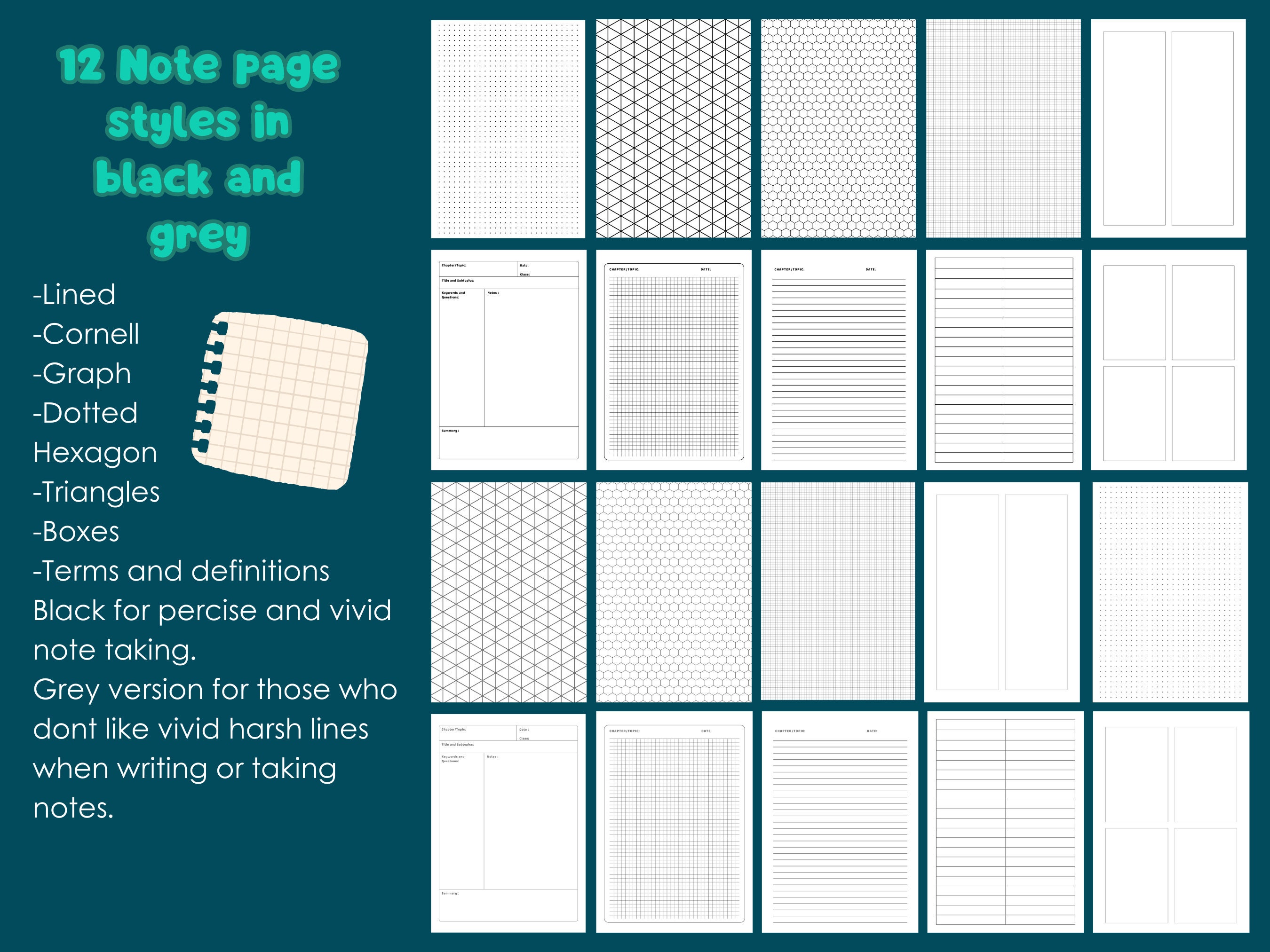 Student Planner Printable Academic Planner Note Taking Templates Note ...
