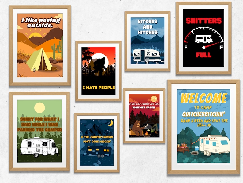 Funny Camping Posters | Printable Camping Wall Art | Funny Gifts for ...