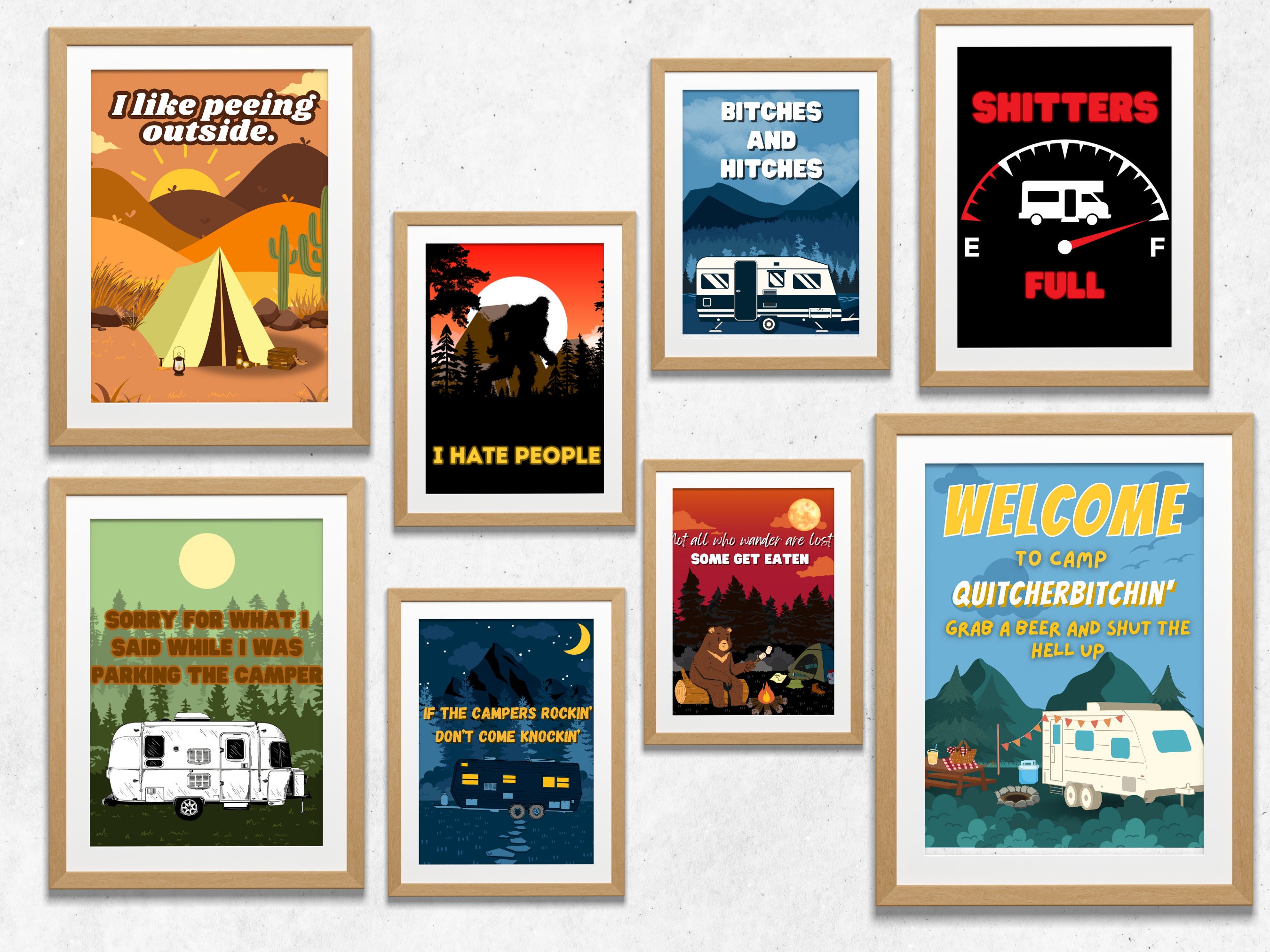 Funny Camping Posters | Printable Camping Wall Art | Funny Gifts for ...