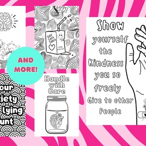 Mental Health Coloring Pages BUNDLE! Stress Reducing Coloring Sheets ...