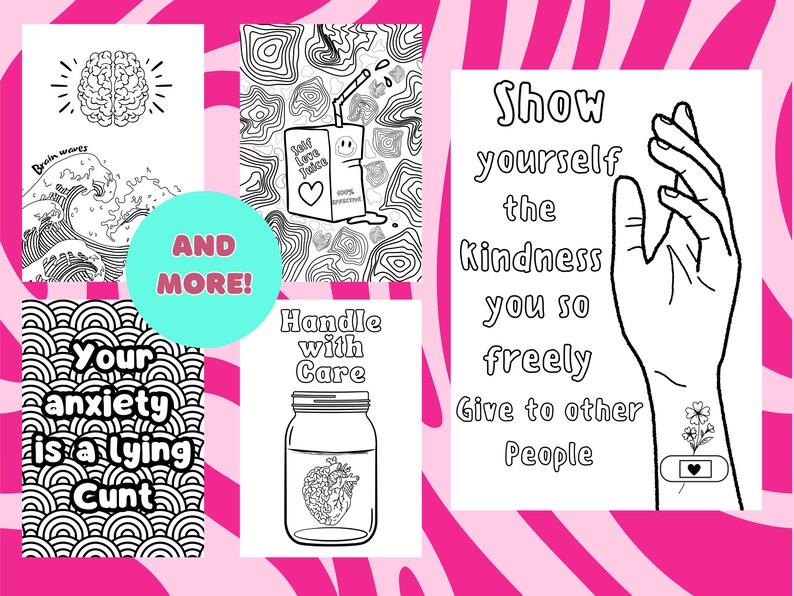 Mental Health Coloring Pages BUNDLE! Stress Reducing Coloring Sheets ...