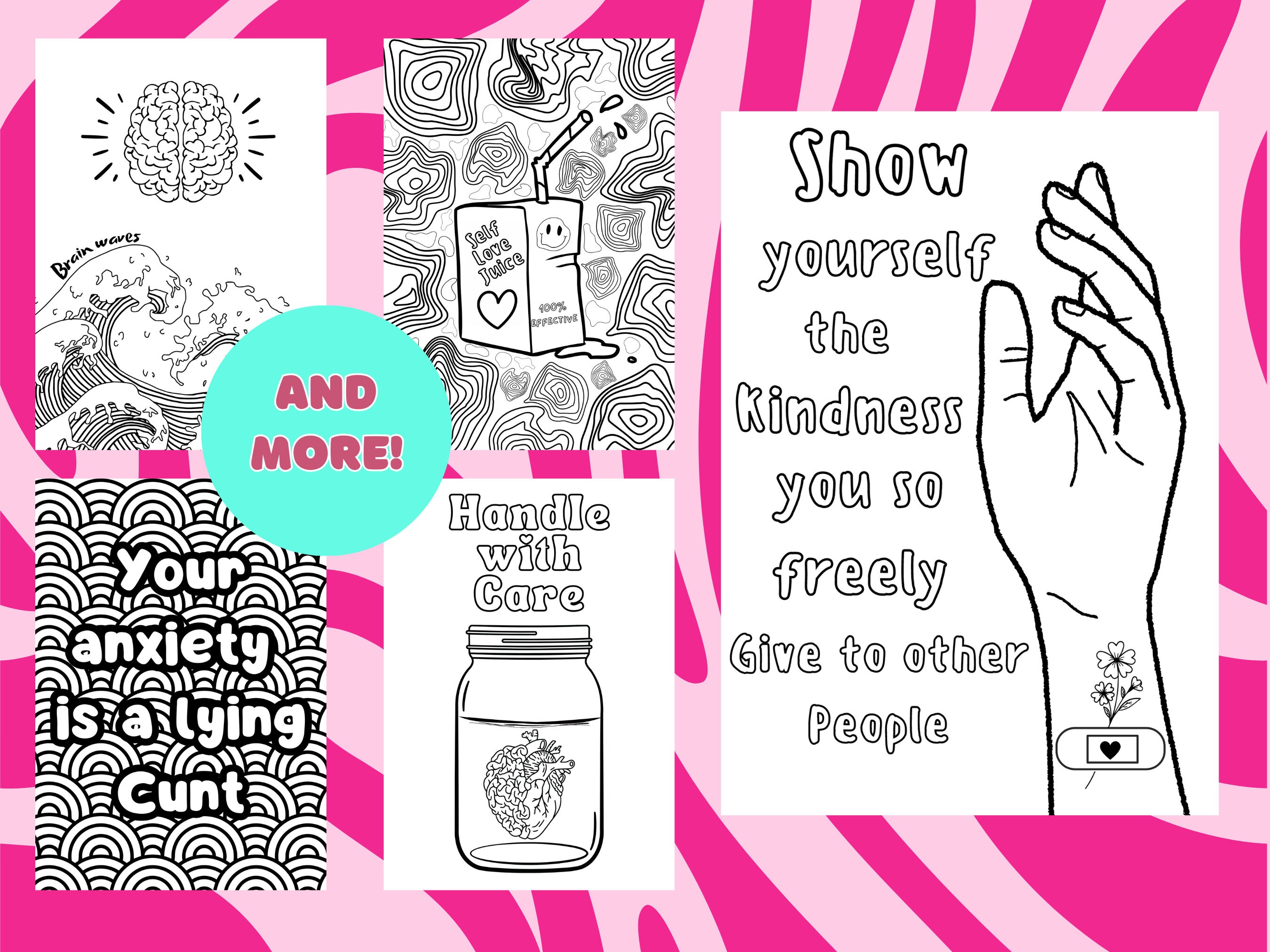 Mental Health Coloring Pages BUNDLE! Stress Reducing Coloring Sheets ...