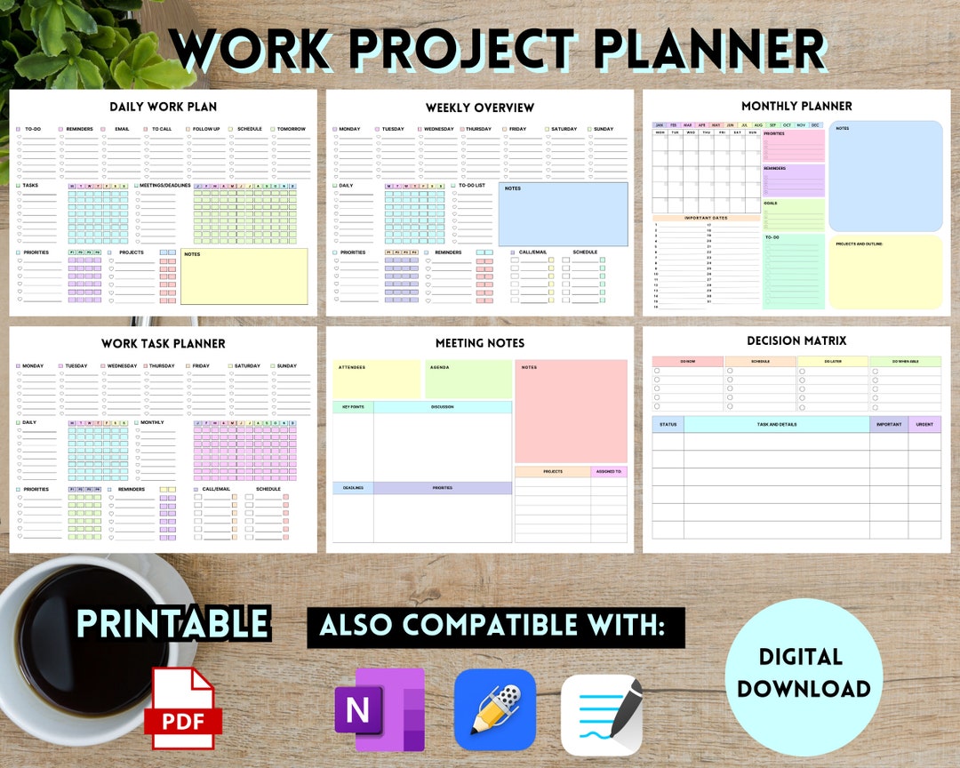 Printable Project Planner Work Day Organizer Work Planner Project ...