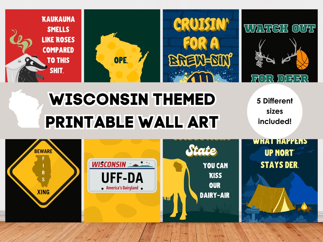 Funny Wisconsin Wall Art. Midwest Art. Wisconsin Gift Ideas. Packers ...