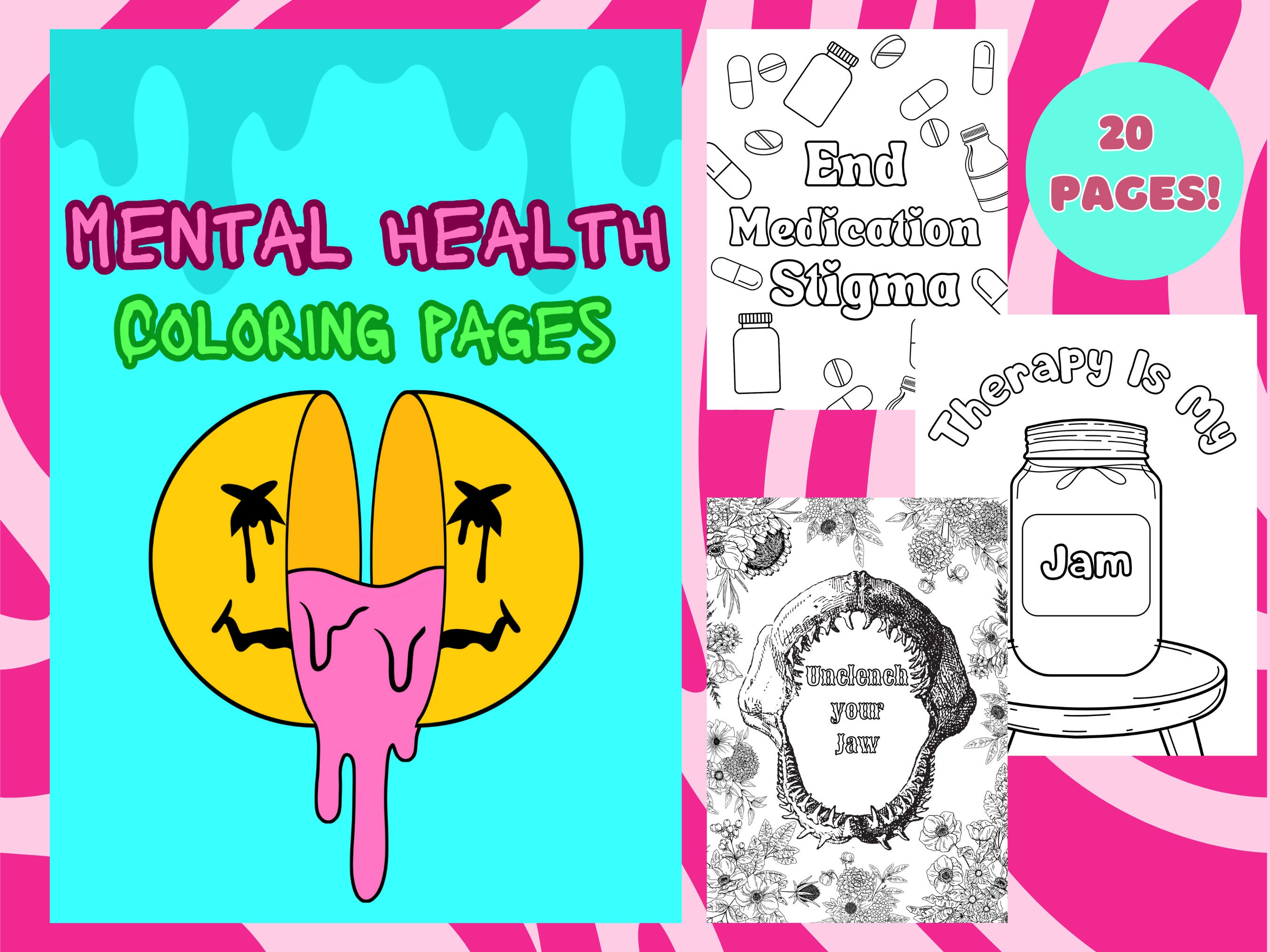Mental Health Coloring Pages BUNDLE! Stress Reducing Coloring Sheets ...