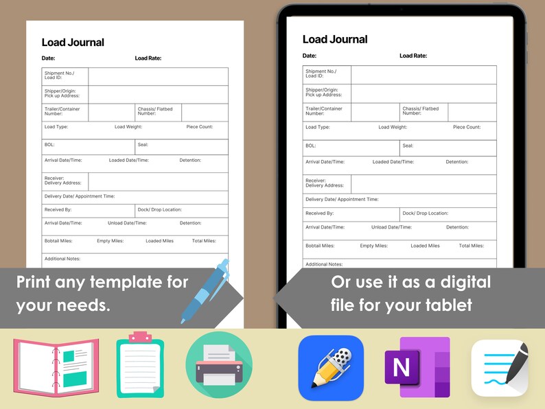 Load Log Book and Dispatch Journal Trucker Notebook Mileage Tracker for ...
