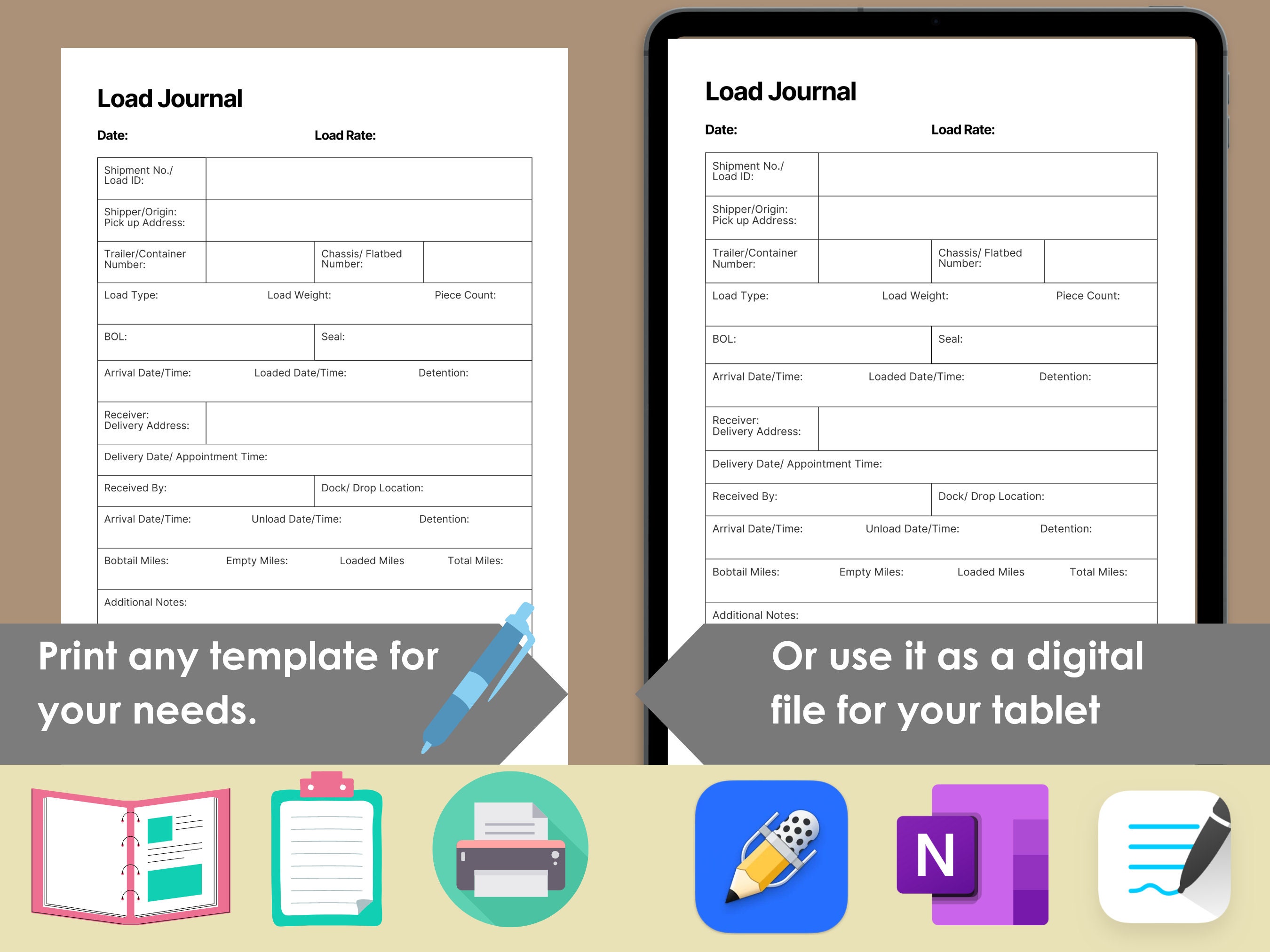 Load Log Book and Dispatch Journal Trucker Notebook Mileage Tracker for ...