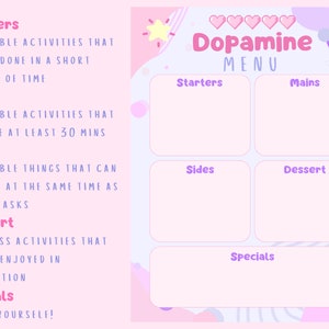 Dopamine Menu Template Printable! Dopamenu ADHD Menu Self Care ...