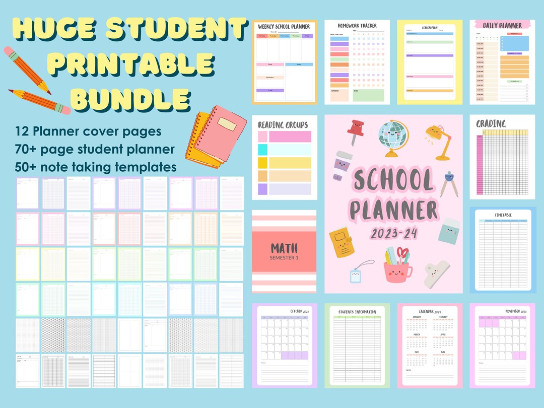 Student Planner Printable Academic Planner Note Taking Templates Note ...