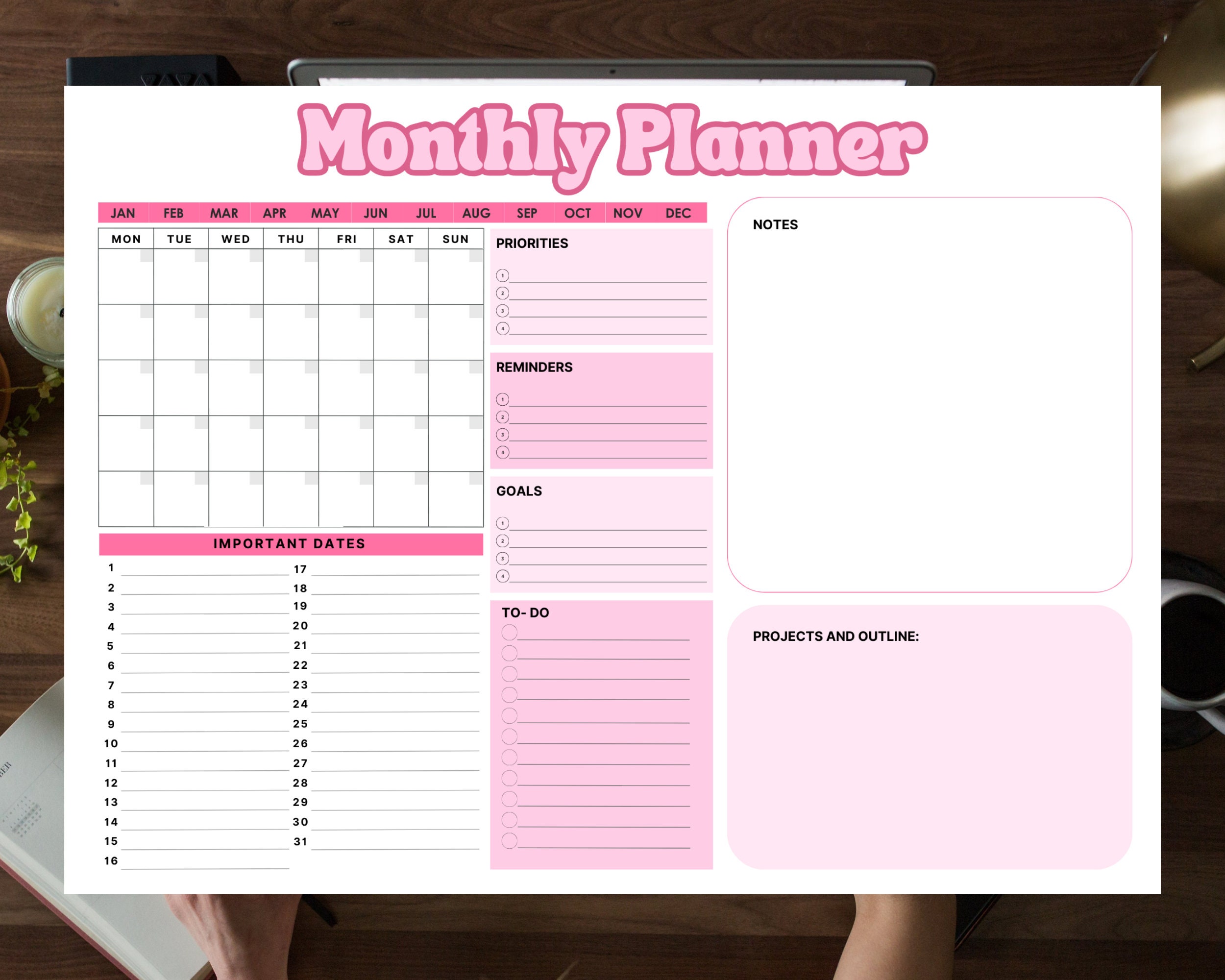 Pink Work Planner! Office Task Tracker Printable Work Day Organizer and ...