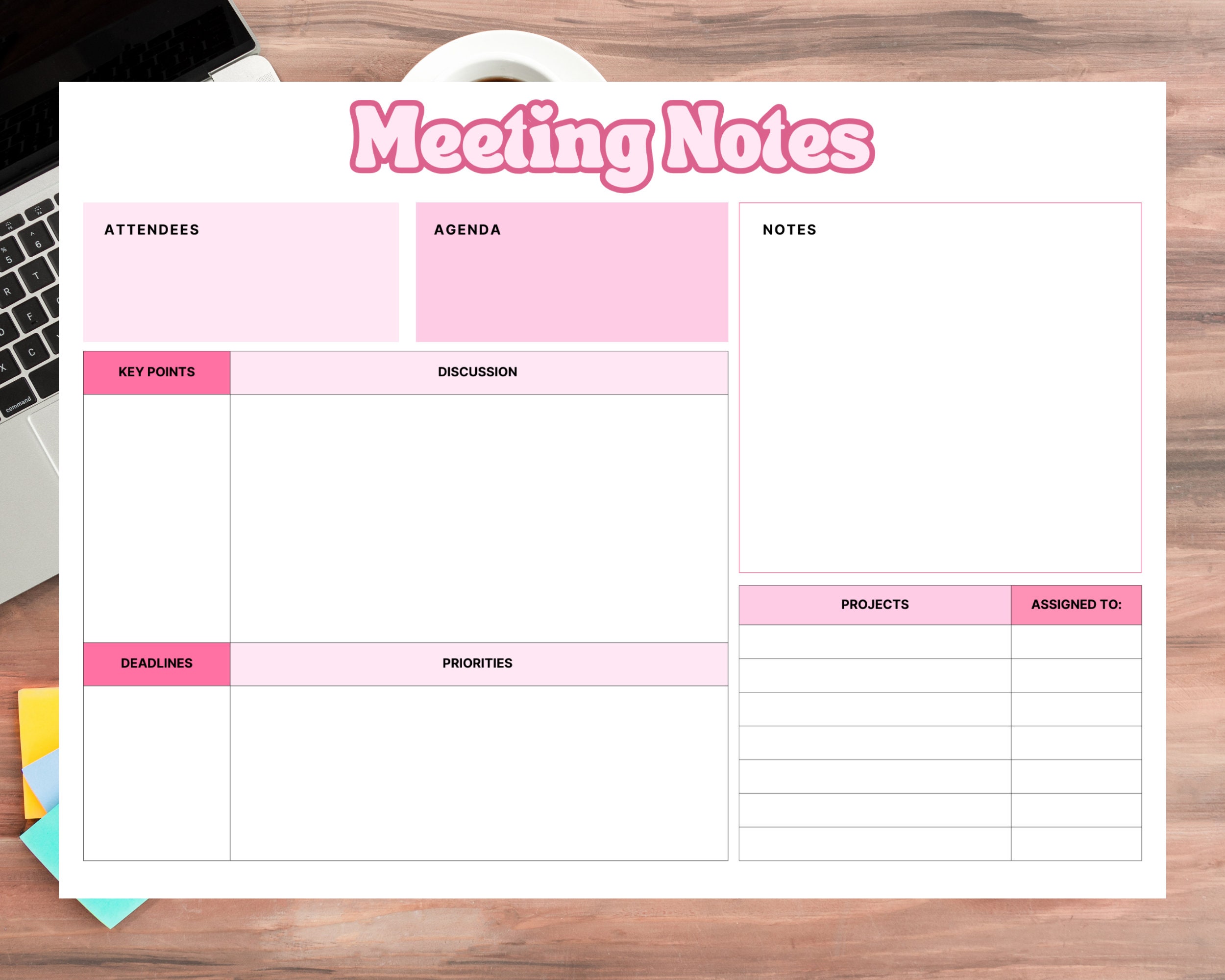 Pink Work Planner Office Task Tracker Printable Work Day Organizer and ...