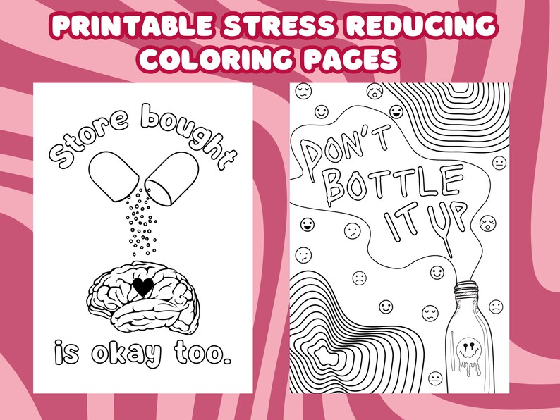 Mental Health Coloring Pages Stress Reducing Sheets Self Care Coloring ...