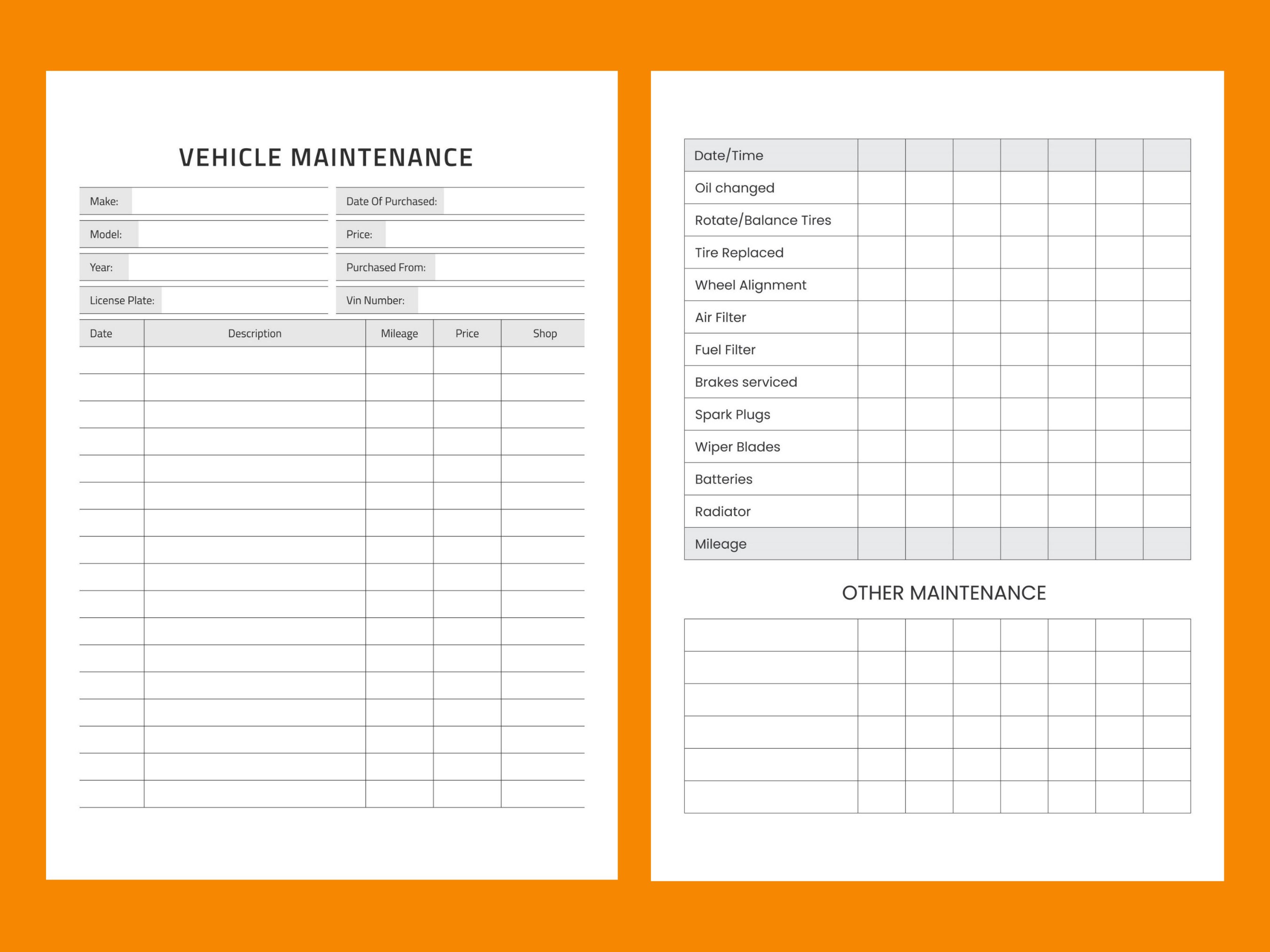 Semi Truck Maintenance Repair Logs for Truck Drivers Owner Operators ...