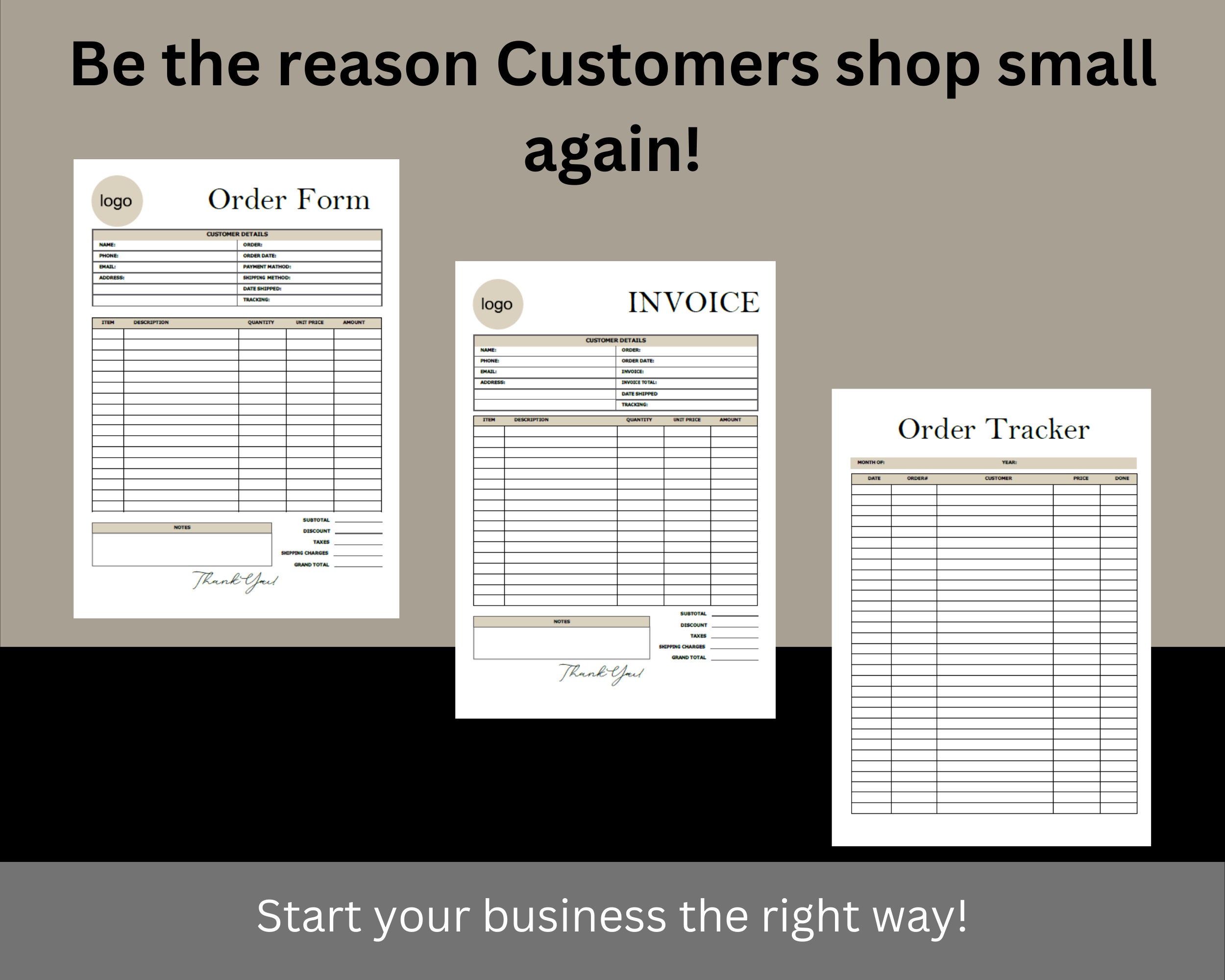 Editable Order Form and Invoice Template Small Business Forms, Customer ...
