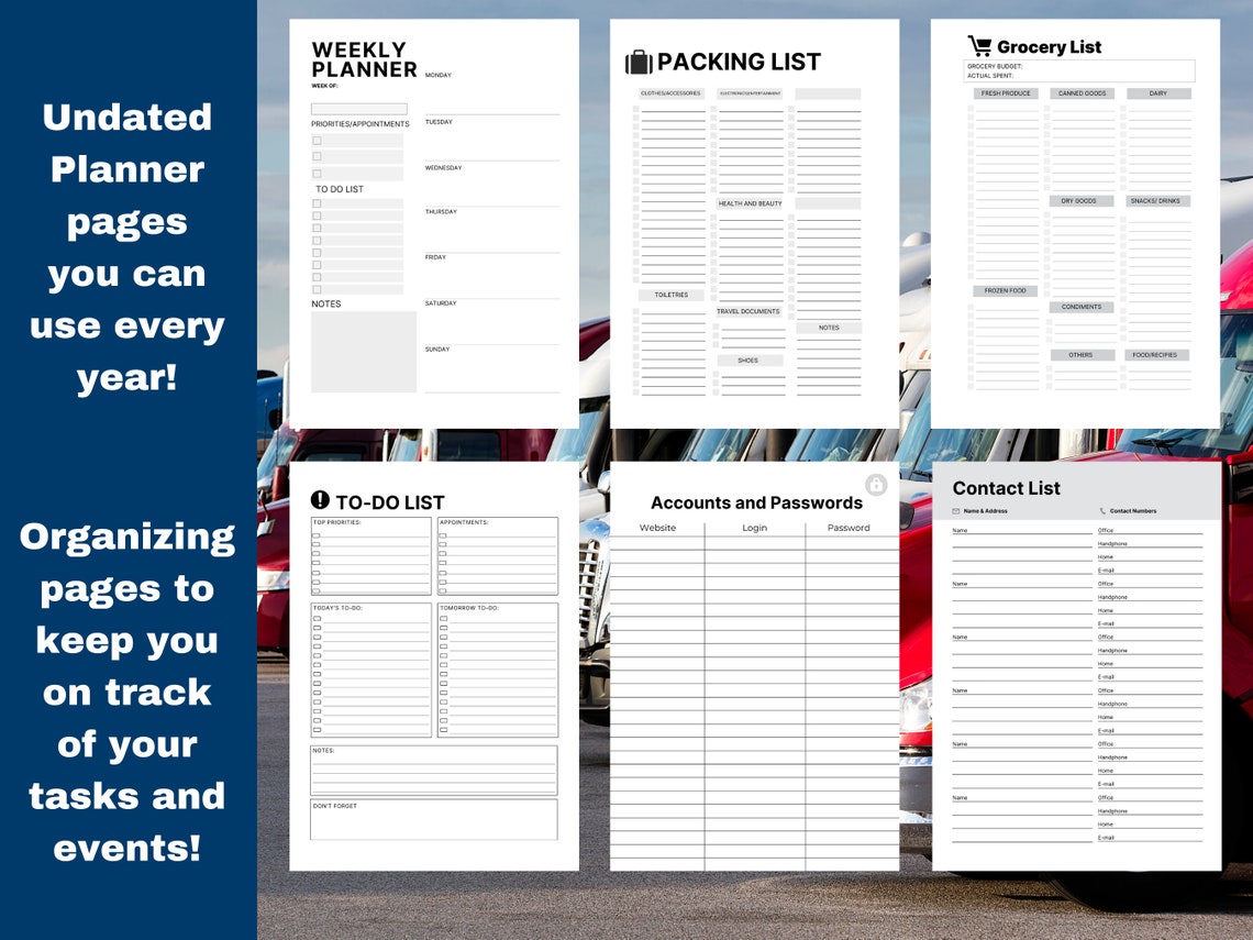 Truck Driver Load Log Journal Bundle Dispatch Journal Binder Printable ...
