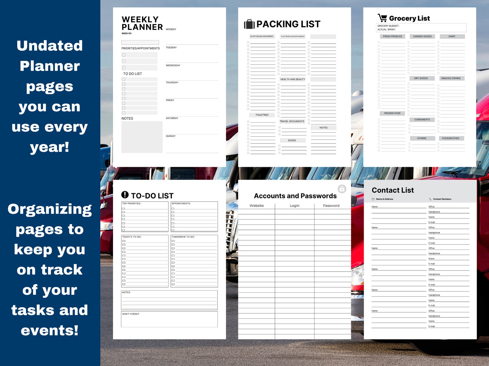 Truck Driver Load Log Journal Bundle Dispatch Journal Binder Printable ...