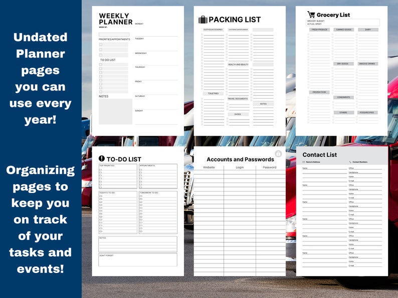 Truck Driver Load Log Journal Bundle Dispatch Journal Binder Printable ...